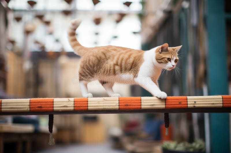Cat Walking on a Balance Beam Made for Felines Stock Photo - Image of ...