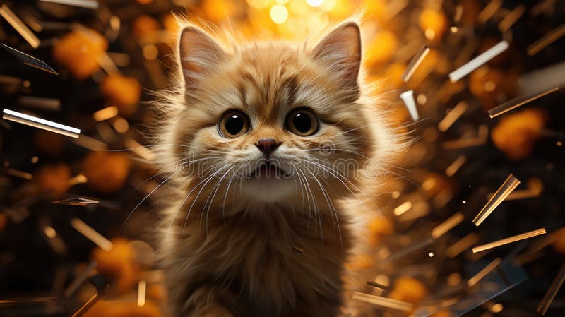 A Cat is Walking through a Pile of Broken Glass, AI Stock Illustration ...