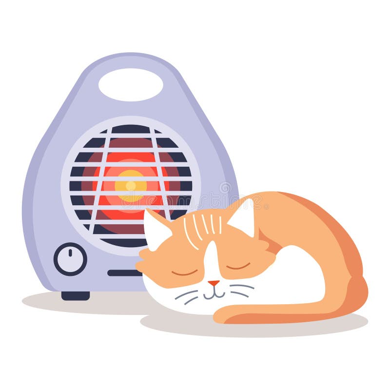 The Cat Warms Itself Next To the Heater. Stock Vector - Illustration of ...