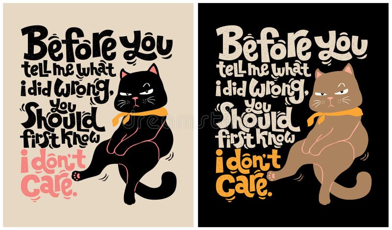 Cat Warning - Cat Lover - Funny Cat Stock Vector - Illustration of ...