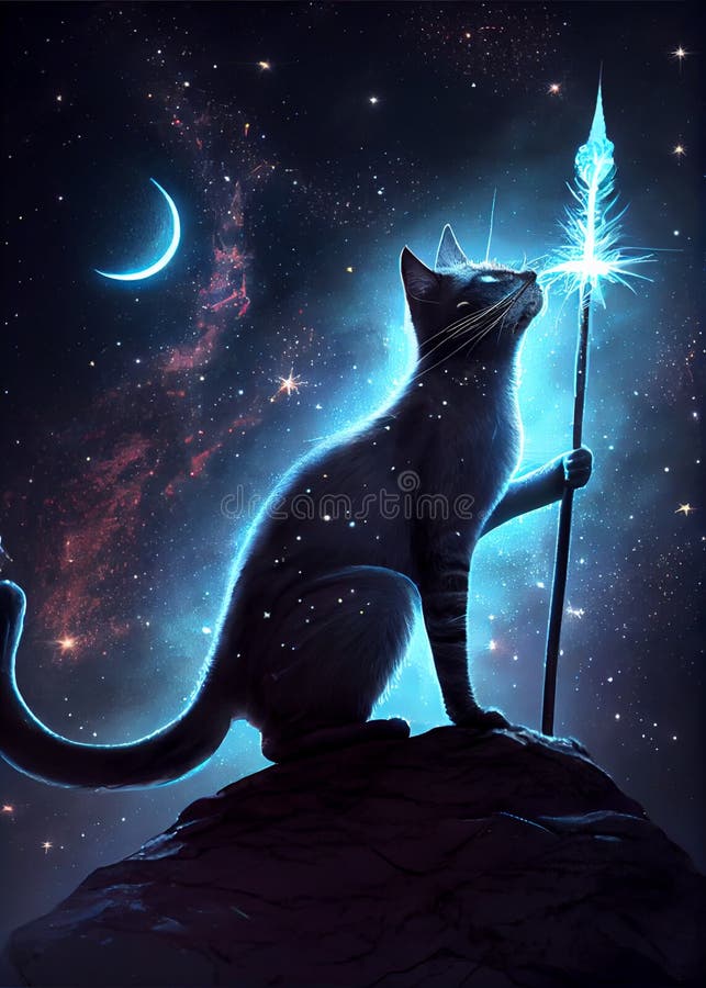 The Cat Warrior Holds Sword with a Sapphire. AI Generated Stock ...
