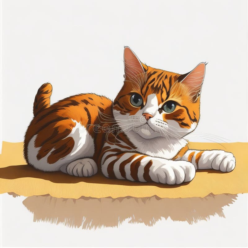 The Cat Was Sunbathing on the Carpet. Stock Illustration - Illustration ...