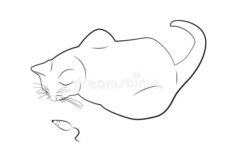 Cat watching mouse stock vector. Illustration of person - 340006445
