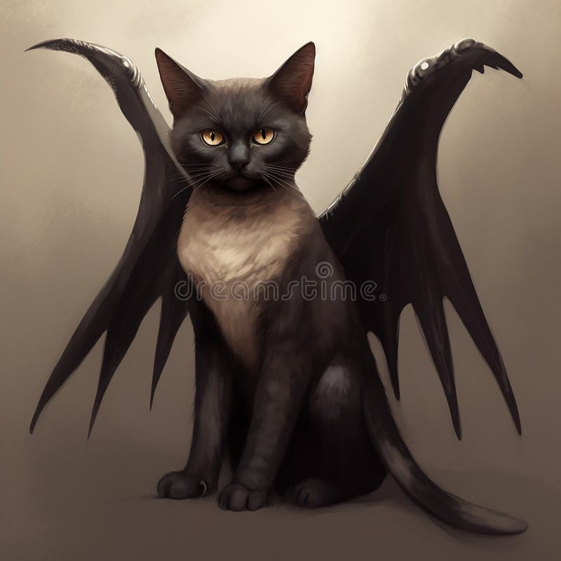 Cat Wearing Bat Abstract Bat Wings. Created Using Ai Generative. Stock ...
