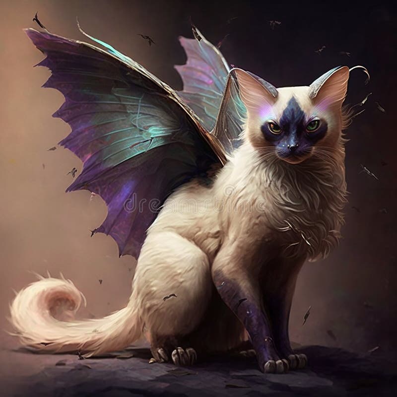 Cat Wearing Bat Abstract Bat Wings. Created Using Ai Generative. Stock ...