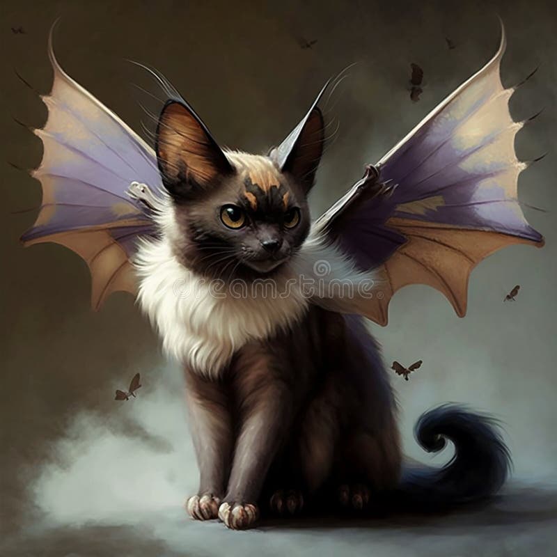 Cat Wearing Bat Abstract Bat Wings. Created Using Ai Generative. Stock ...