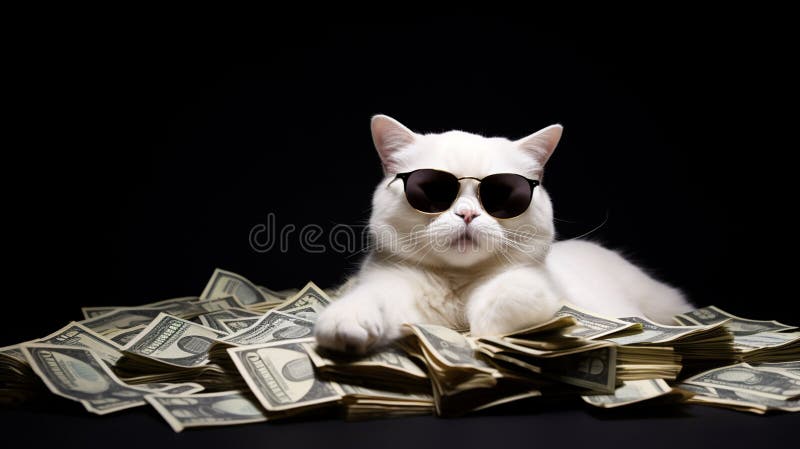 Cat Wearing CEO Uniforms and Sunglasses, Lying on His Back. Generative ...