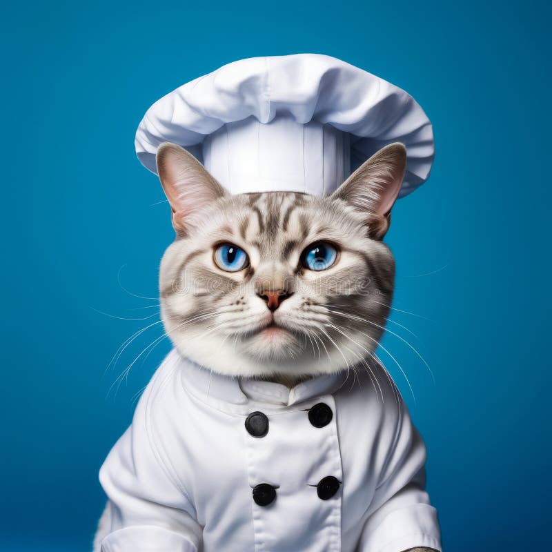 Cat Wearing Chef S Outfit and Chef Hat. Generative AI Stock Image ...