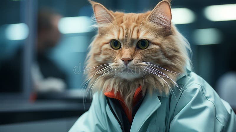 Cat wearing doctor coat stock illustration. Illustration of health ...