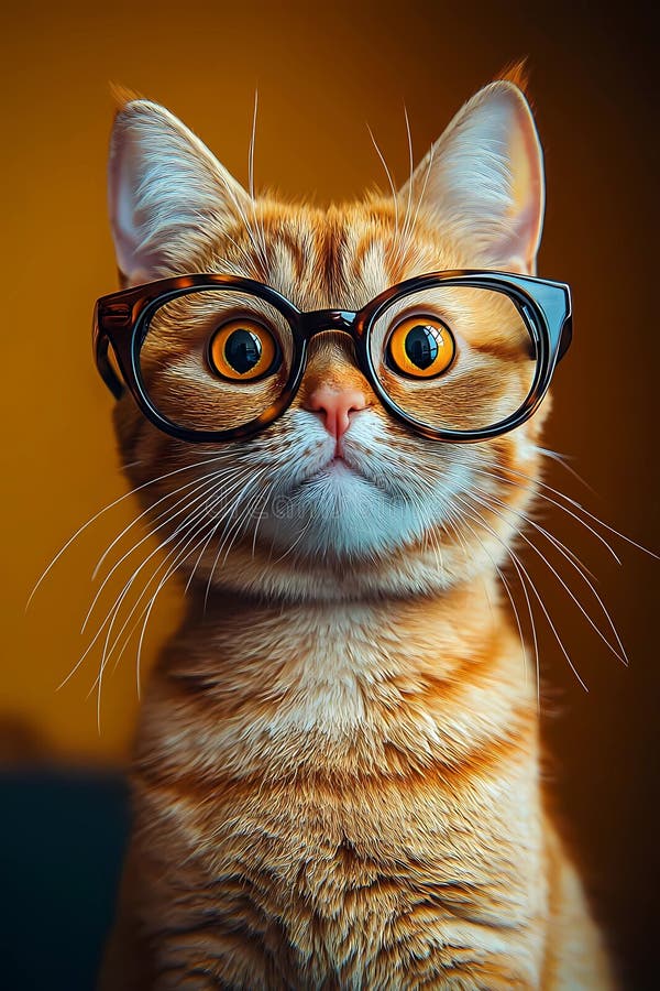 Cat Wearing Glasses Poses for a Charming Portrait at Home. Generative ...