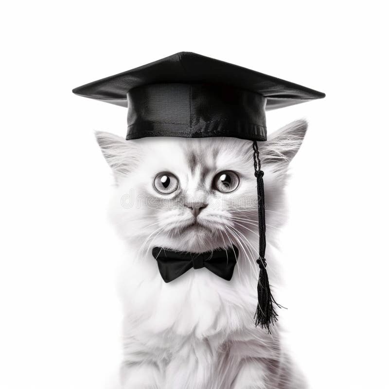 Cat Wearing a Graduation Cap Stock Image - Illustration of kitten ...