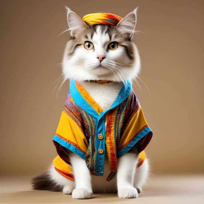 Cat Wearing Hippy Clothes. the Idea of the Humanization of Animals ...