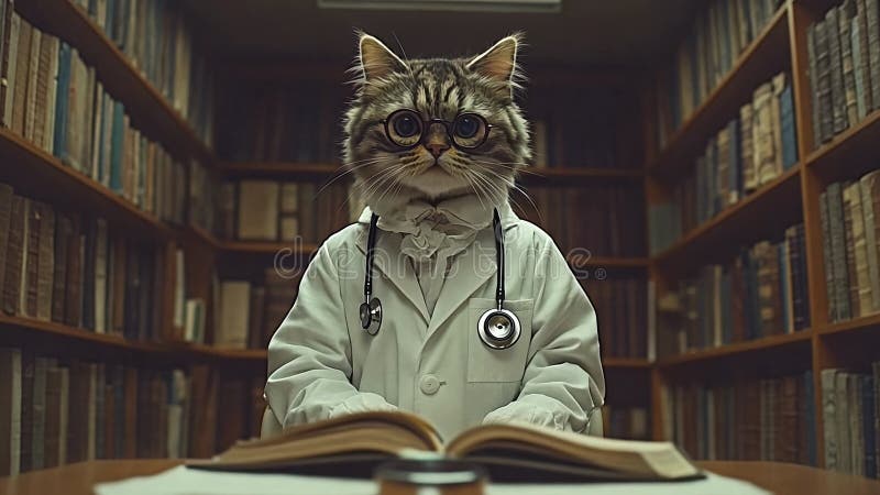 A cat wearing a lab coat stock footage. Video of cute - 331347348