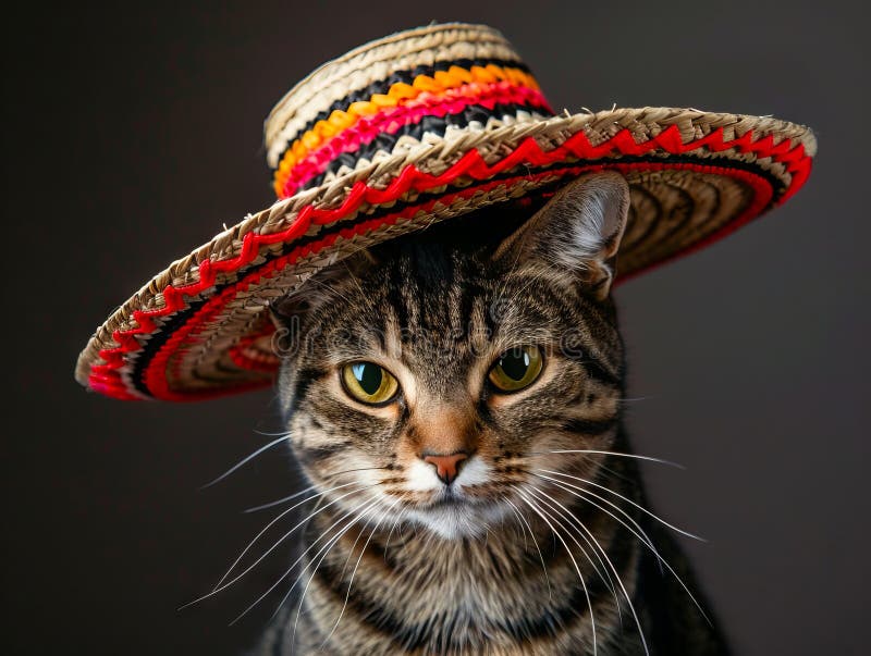 A Cat Wearing a Mexican Hat Stock Photo - Image of cats, small: 316016018