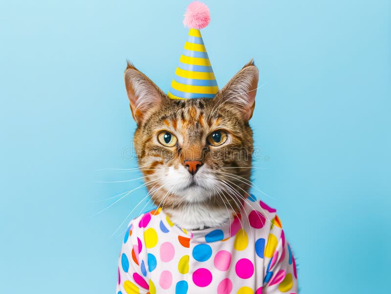 A cat wearing a party hat stock photo. Image of mammal - 314762948