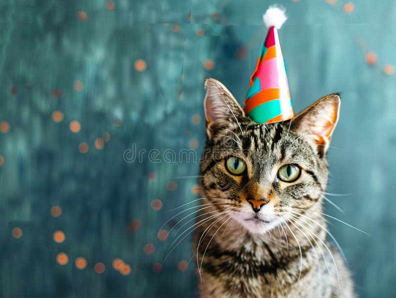 A cat wearing a party hat stock image. Image of stare - 314766379