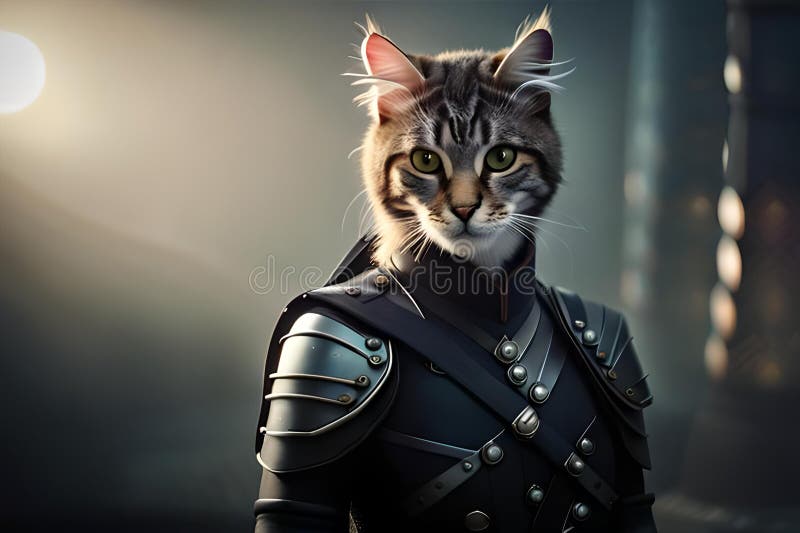 A Cat Wearing Shining Armor Stock Illustration - Illustration of ...