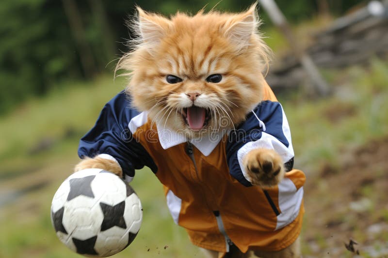 A Cat Wearing a Soccer Uniform. Generative AI Image. Stock Illustration ...