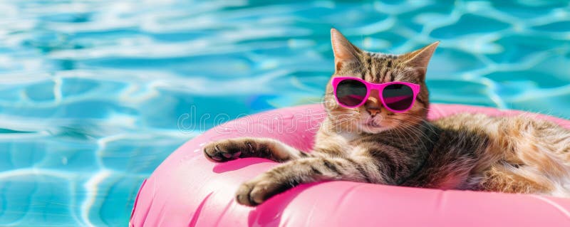 Dog on Pink Float in Swimming Pool Stock Photo - Image of float, animal ...