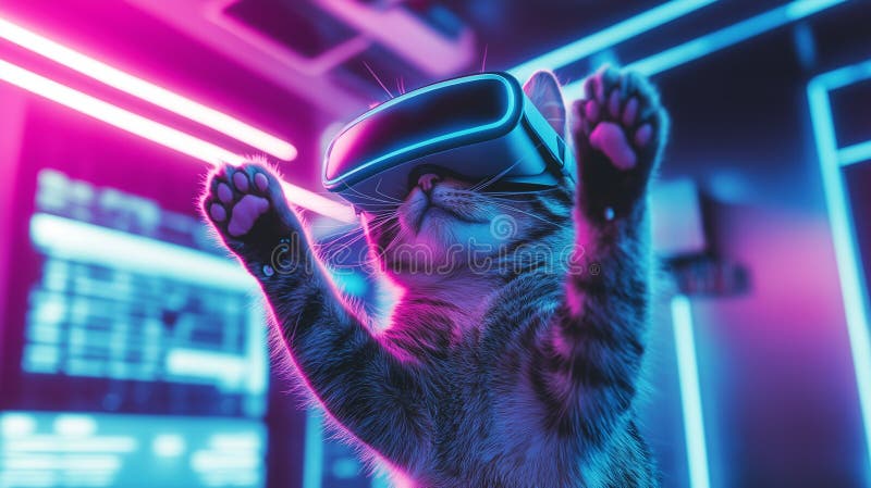 Man in VR Headset Exploring Futuristic Space Stock Photo - Image of ...