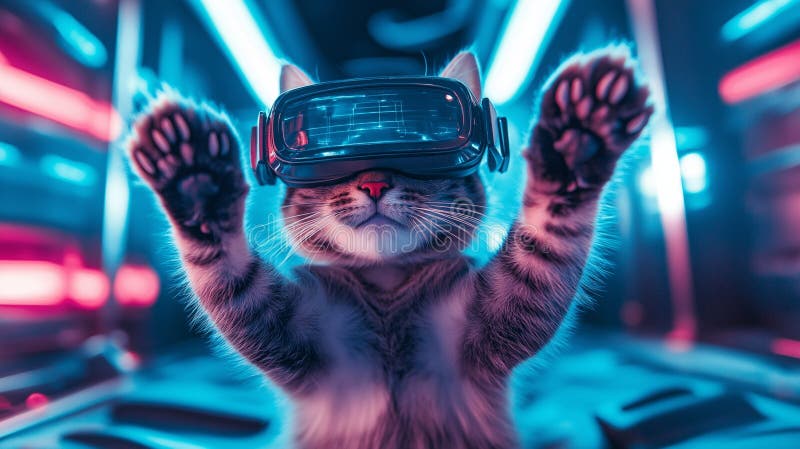 Man in VR Headset Exploring Futuristic Space Stock Photo - Image of ...