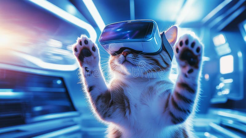 Man in VR Headset Exploring Futuristic Space Stock Photo - Image of ...