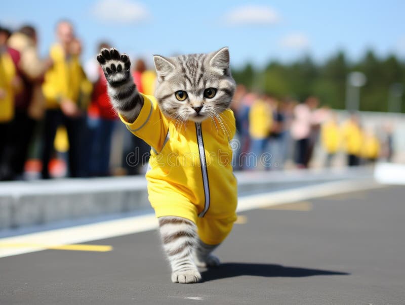 A Cat Wearing a Yellow Suit. Generative AI Image. Stock Illustration ...