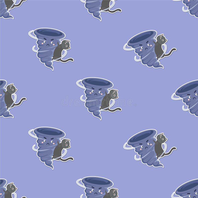 Adorable Cat with Weather Cartoon Seamless Pattern Stock Vector ...