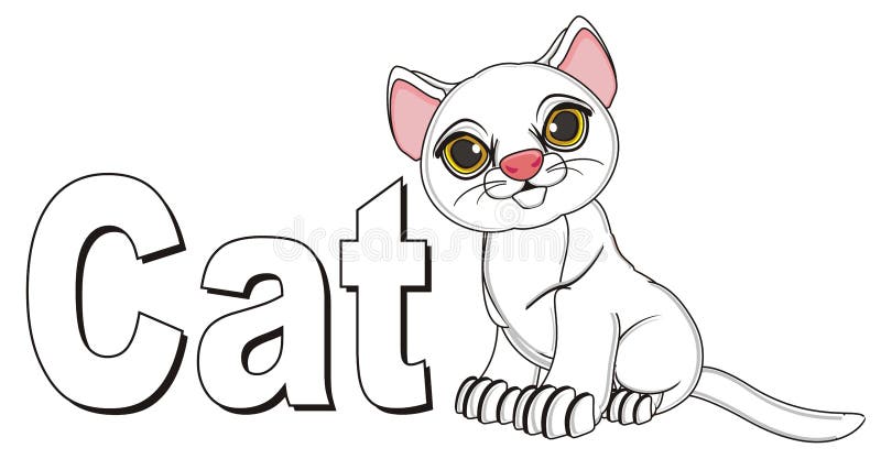 Cat and white word cat stock illustration. Illustration of symbols ...