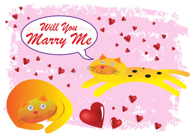 Cat Will You Marry Me Illustration Stock Vector - Illustration of cute ...