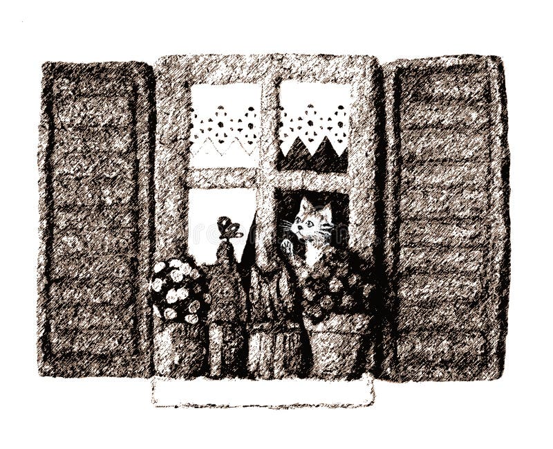 Cat window stock illustration. Illustration of nice, drawing - 7669727
