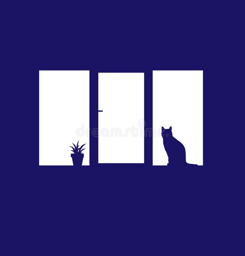 Seamless Pattern of a Cats in House Windows, Cats Behind a Curtains ...