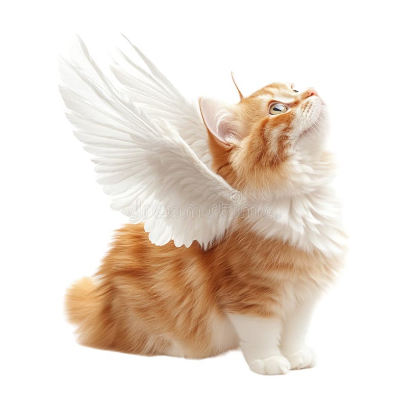 Cat with Wings on Transparent Background - Ai Generated Stock Illustration - Illustration of ...