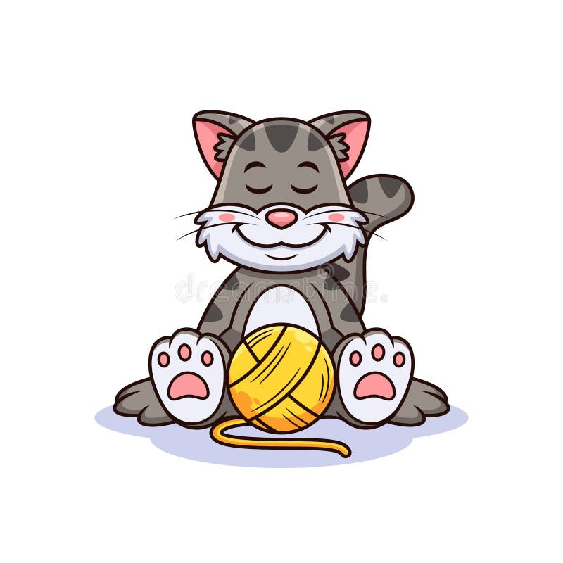 Cat with Wool Yarn Cartoon. Animal Vector Stock Vector - Illustration ...