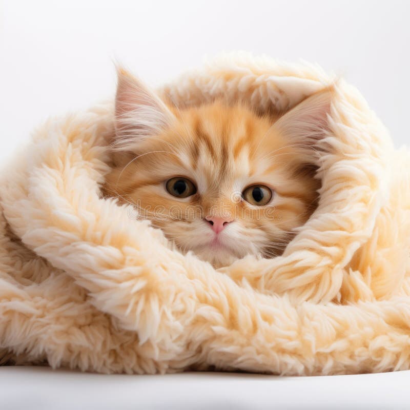 A Cat is Wrapped Up in a Blanket. Stock Illustration - Illustration of ...