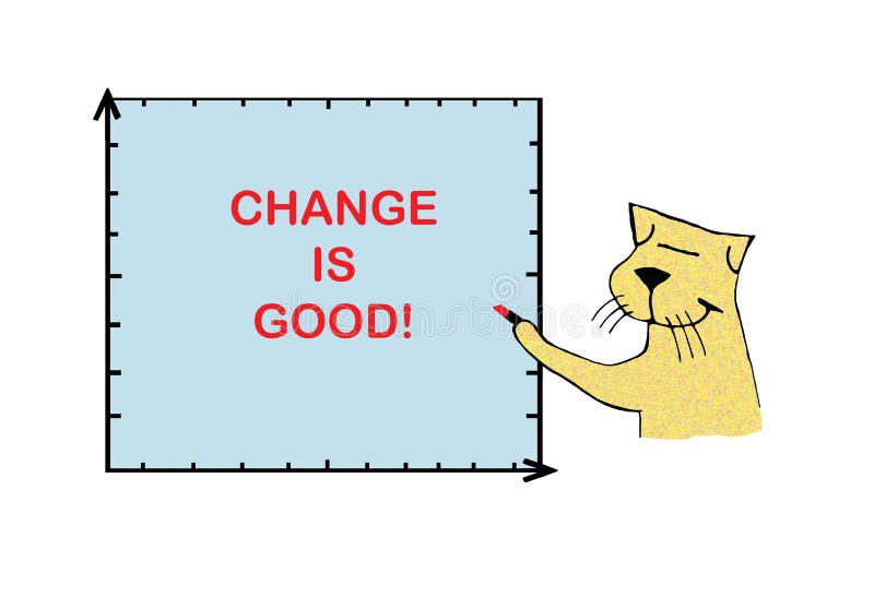 Cat Writes that Change is Good Stock Illustration - Illustration of ...