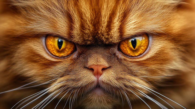 A Cat with Yellow Eyes and a Fur Coat. the Cat Has a Look of Anger on ...