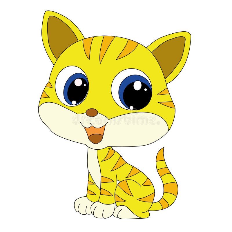 Cat yellow vektor stock illustration. Illustration of brown - 280992566