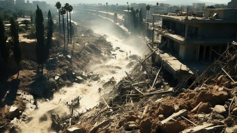 A Cataclysmic and Awe-inspiring Scene of an Disaster Situation Stock ...