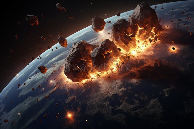 Cataclysmic Meteors Hit Earth. Generate Ai Stock Image - Image of cloud ...