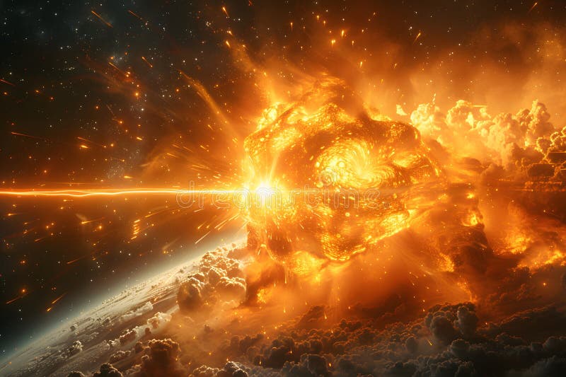 Cataclysmic Space Explosion Over Planet Surface Generative AI Stock ...