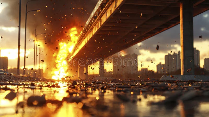 A Cataclysmic Storm of Fire Engulfs a Collapsing Bridge, Twisting into ...
