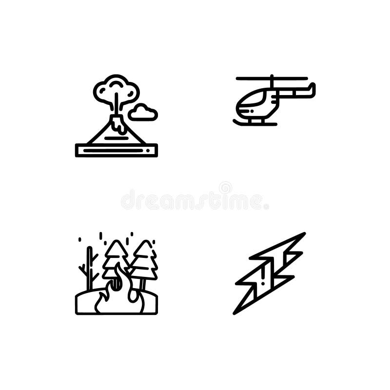 Cataclysms and Natural Disasters Outline Icons Set EPS 10 Vector Format ...