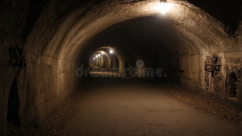 Catacomb Tunnel Illuminated Underground Passage Arched Dungeon ...