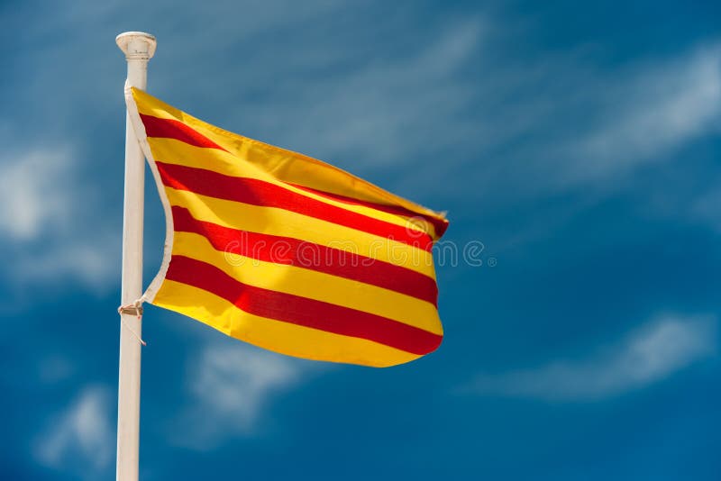 Catalan flag stock image. Image of pole, stripes, clouds - 18567715