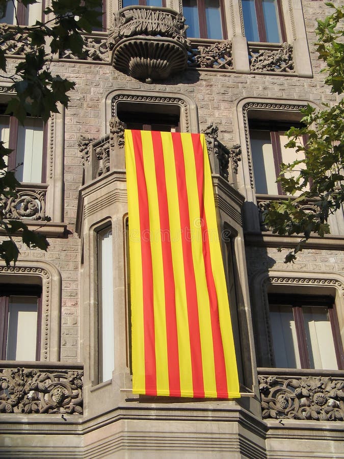 Catalan Flag Hanging on a Building in Barcelona Stock Photo - Image of ...