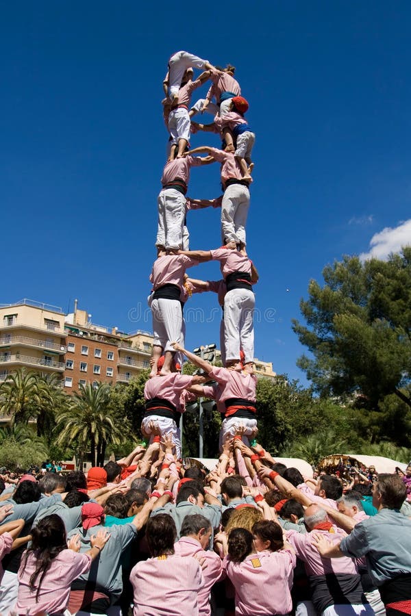 Castellers Barcelona, Spain. Human Pyramid Editorial Stock Image ...