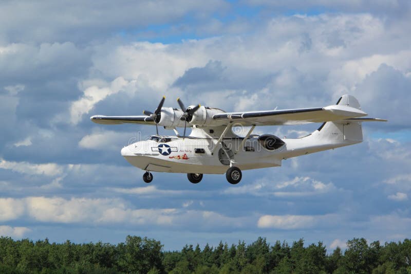 Catalina Seaplane Flying Low Editorial Photography - Image of military ...