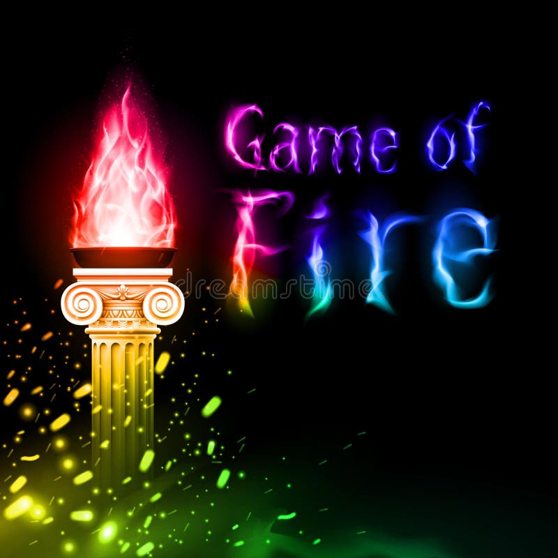 Ancient Column with Flame stock vector. Illustration of flame - 166864583