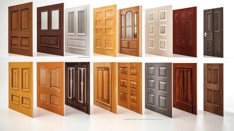 Catalog of Wooden Doors Isolated on White. Interior Design and C Stock ...